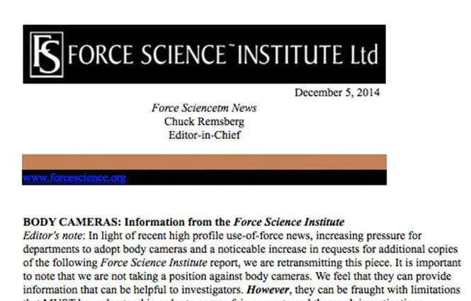 Body Cameras: Information From Force Science Institute