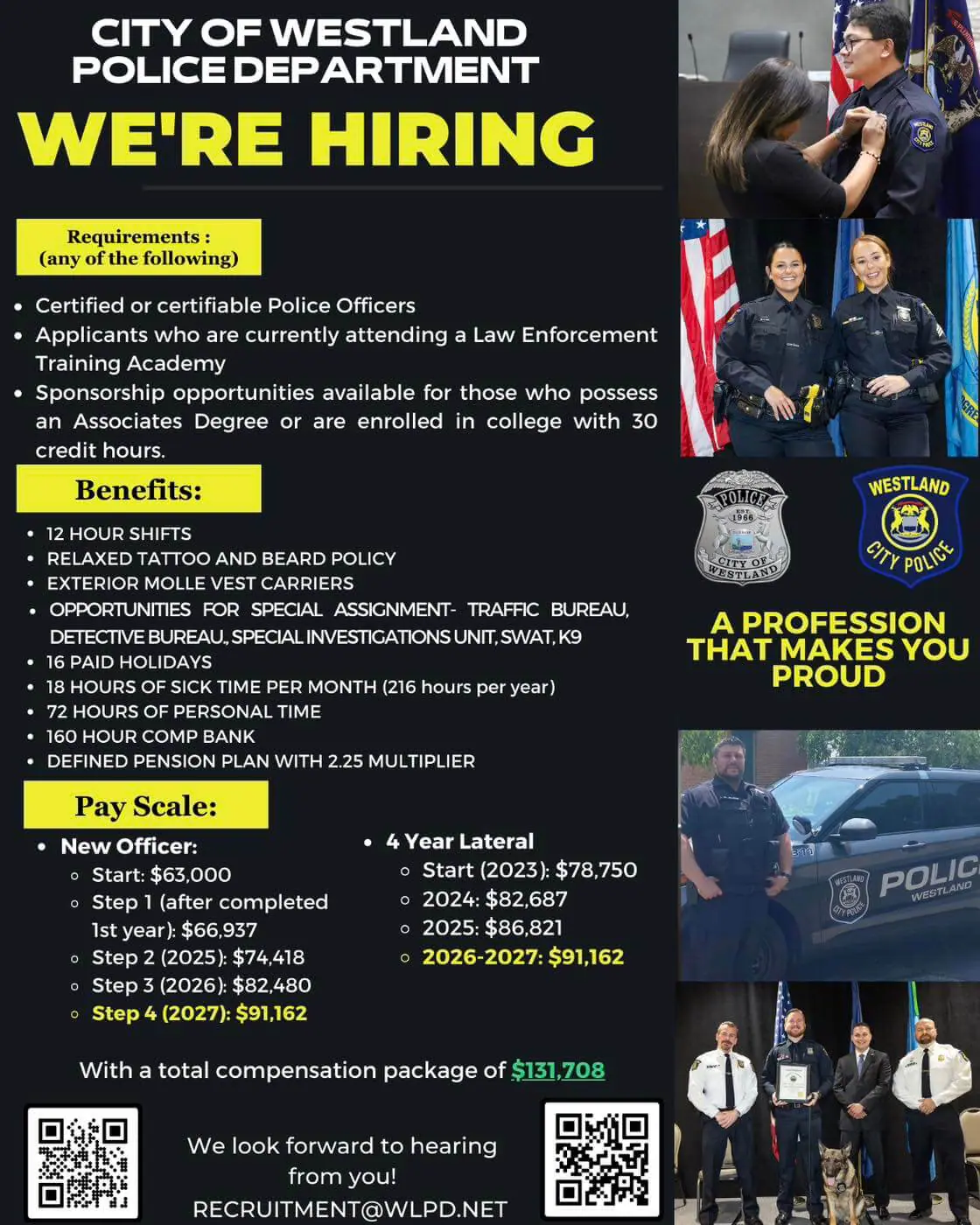 Westland Police Officers Position Openings | POAM Careers